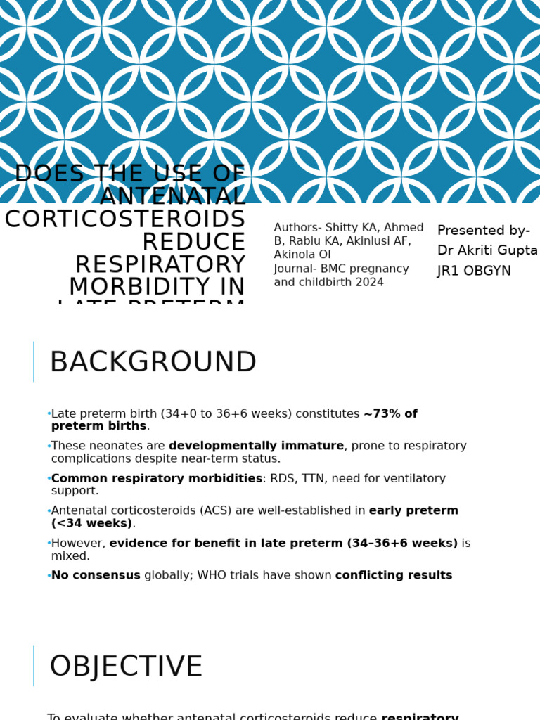 Antenatal Steroids Late Preterm | PDF | Preterm Birth | Childbirth