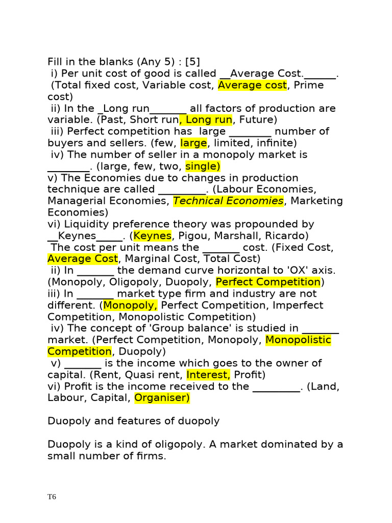 Business Econom 2nd Semestert | PDF | Monopoly | Perfect Competition