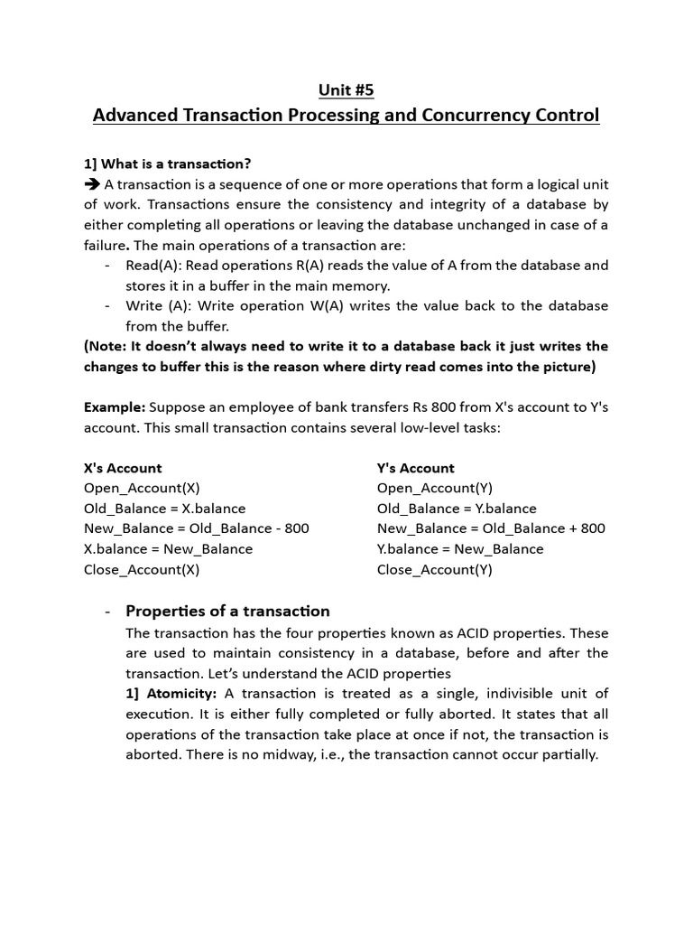 Adbs Notes | PDF | Databases | Database Transaction