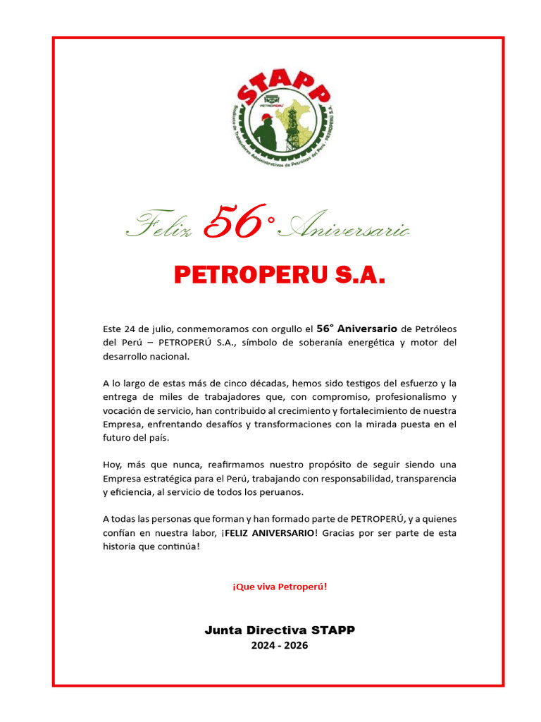 Saludos Petroperu | PDF