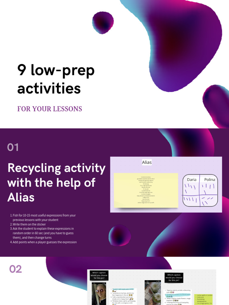 9 Low-Prep Activities For Your Lessons | PDF | Human Communication | Syntax