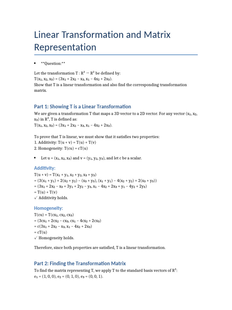 Proving Linear Transformation T | PDF