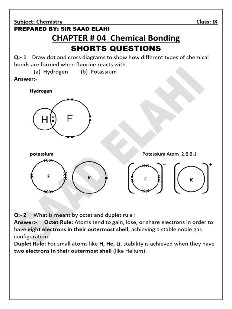 Class 9th CH# 4 Chemical Bonding | PDF | Chemical Bond | Ionic Bonding