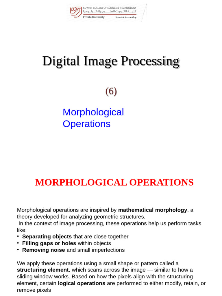 EE451 LEC7 Morphological Operations Modified | PDF | Computer Graphics ...