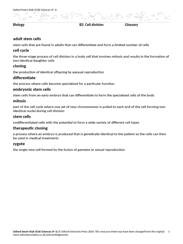 AQAGCSE 4ed Bio B02 Glossary | PDF