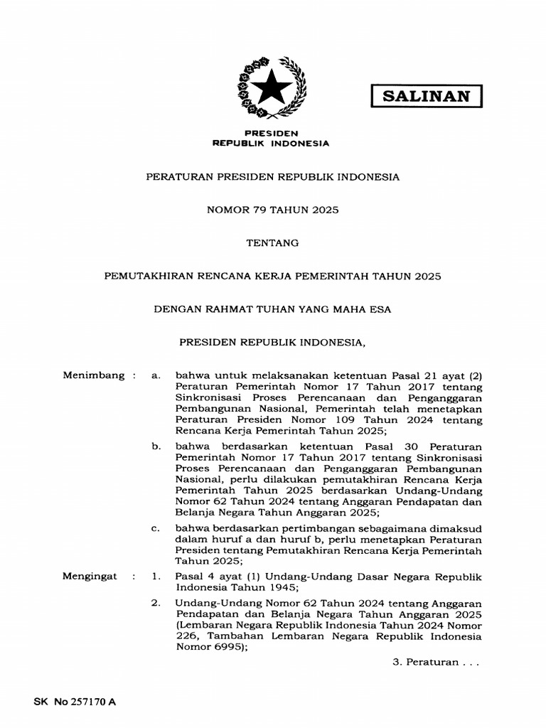 Salinan Perpres Nomor 79 Tahun 2025 | PDF