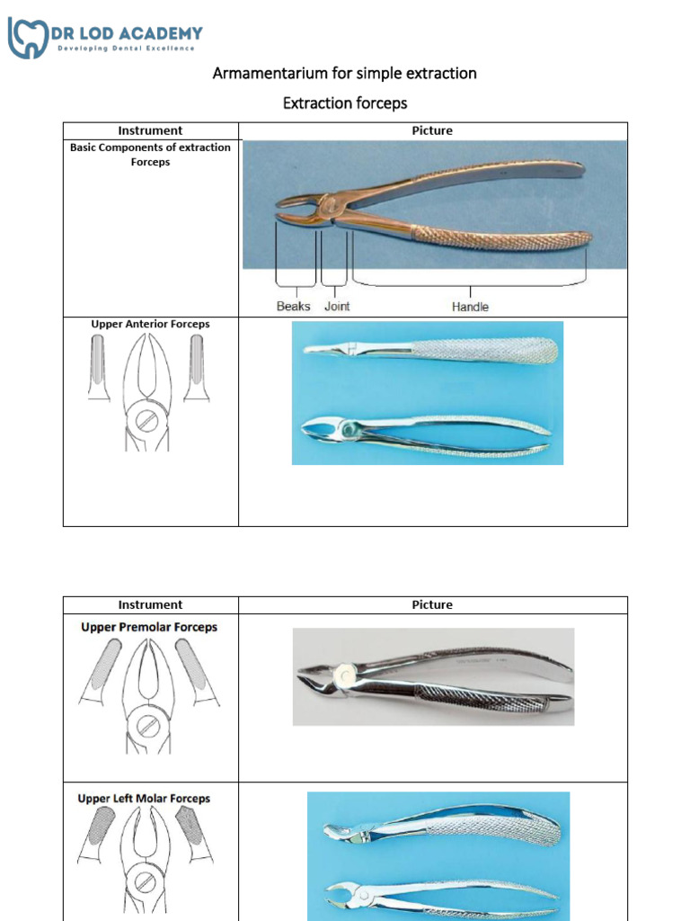 Extraction Forceps and Techniques Guide | PDF | Dental Anatomy ...