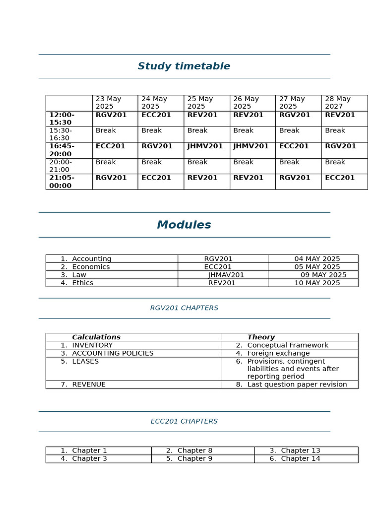 Study Timetable | PDF