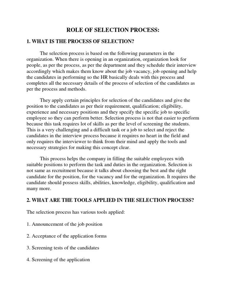 Steps of Selection Process | PDF | Test (Assessment) | Recruitment