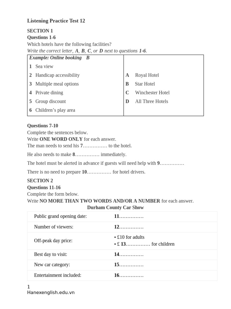 IELTS Listening Practice Test 12 | PDF