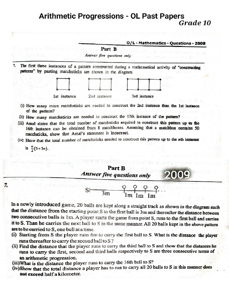 Arithmetic Progressions - OL Past Papers | PDF
