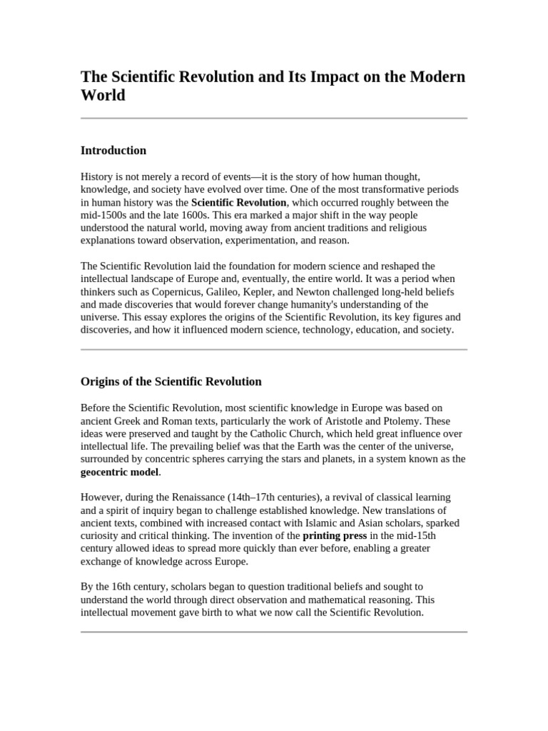 Impact of the Scientific Revolution | PDF | Scientific Revolution | Science