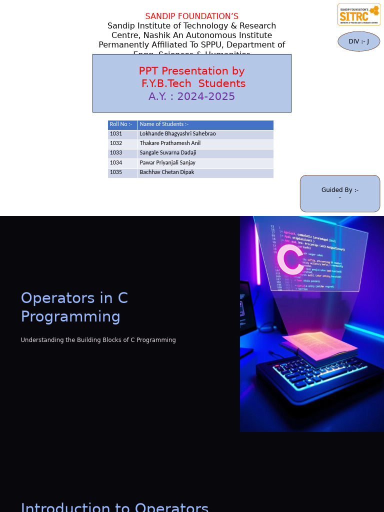 Operators in C Programming | PDF | Division (Mathematics) | Multiplication