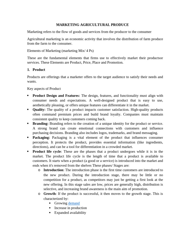 Agricultural Marketing Strategies Explained | PDF | Pricing | Brand