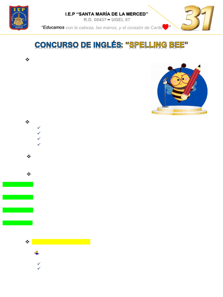 Concurso Spelling Bee 2025 | PDF
