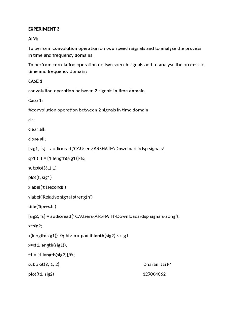 EXPERIMENT 3 dsp lab final | PDF | Digital Signal Processing | Telecommunications