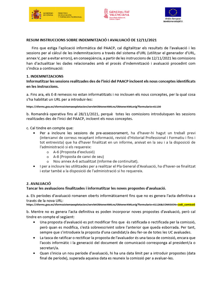 Resum Instruccions | PDF