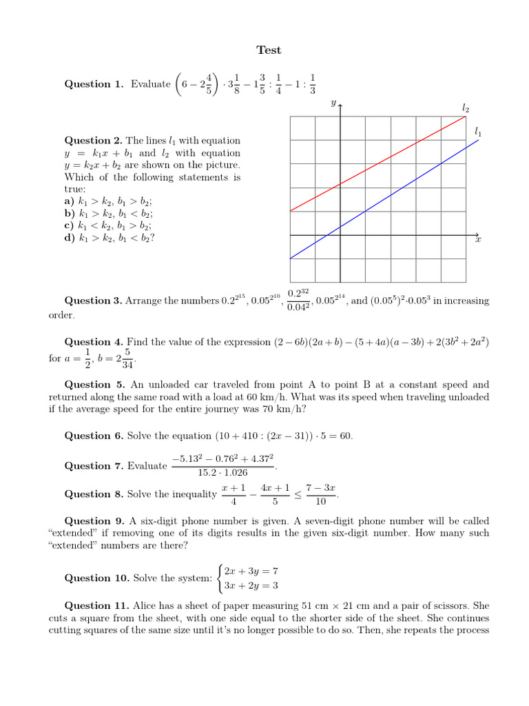 Test Sample (Grade 9-MYP4-4 Year Programme) | PDF