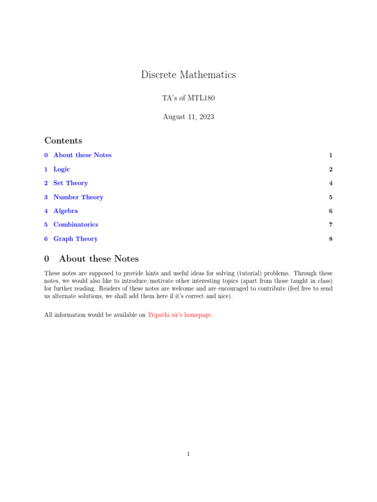 Discrete Mathematics Upto Logic | PDF | Discrete Mathematics | Mathematics