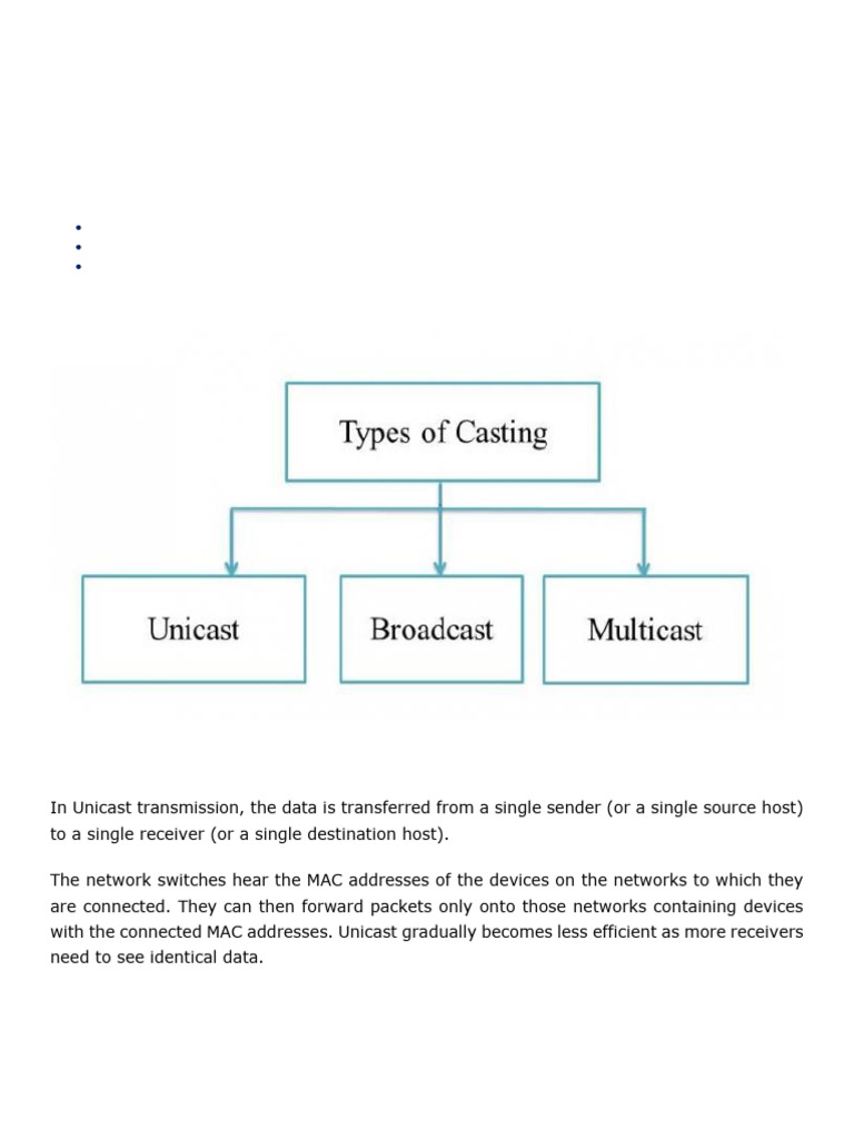 Unicast, Broadcast, and Multicast Explained | PDF