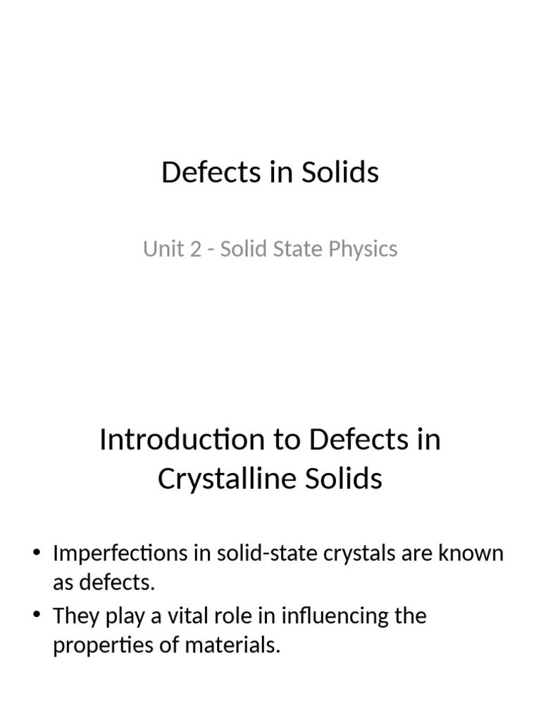 Understanding Defects in Crystalline Solids | PDF