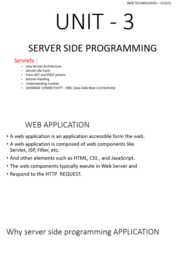UNIT - 3 Server Side Programming - CCS375 New | PDF | Http Cookie ...