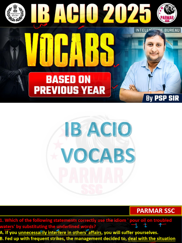 Vocab For Ib Acio - Based On Pyq - by PSP Sir | PDF