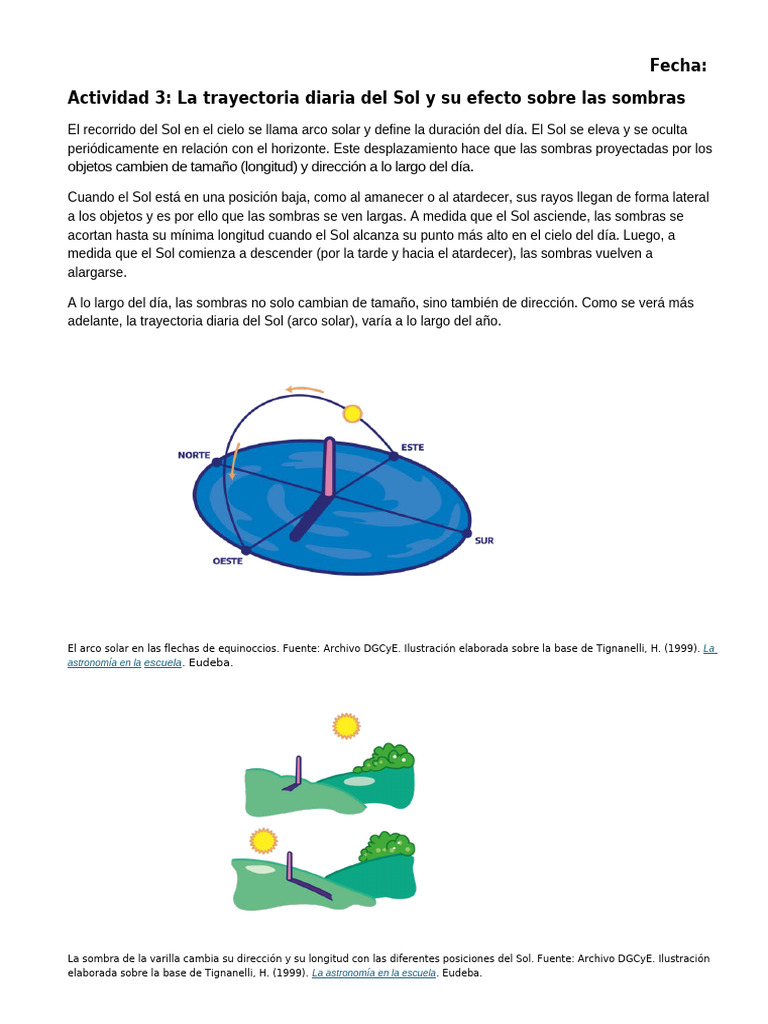 Trayectoria solar y sombras diarias | PDF