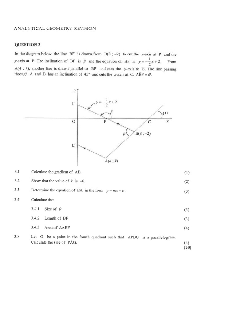 Analytical Geometry Revision PDF | PDF