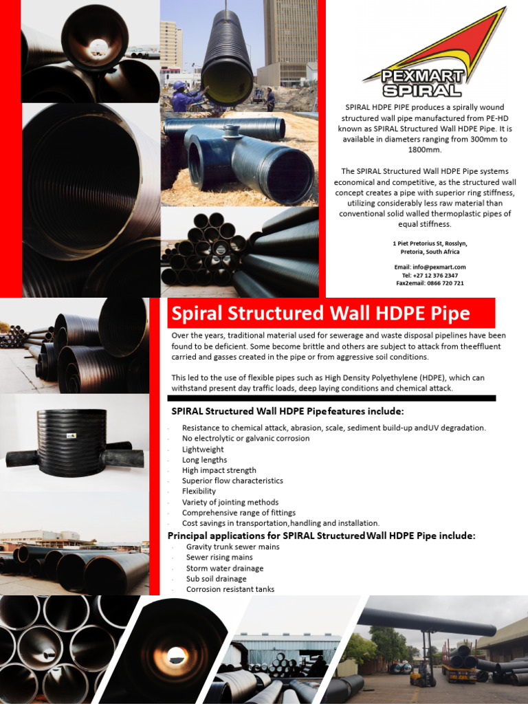 SPIRAL Structured Wall HDPE Pipe Overview | PDF | Pipe (Fluid ...