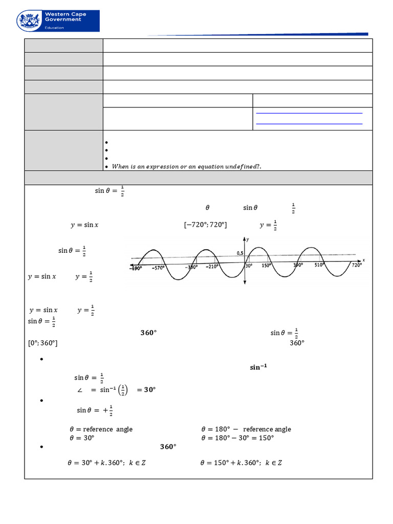 Mathematics Grade 11 Term 2 Week 7 - 2020 | PDF | Trigonometry ...