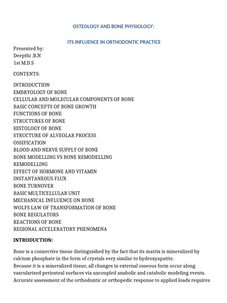 Osteology's Role in Orthodontics | PDF | Bone | Osteoblast