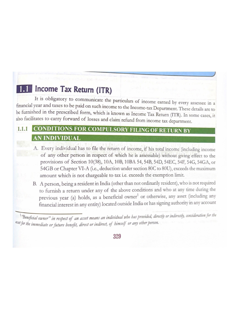 1.1 Income Tax Return (ITR) | PDF