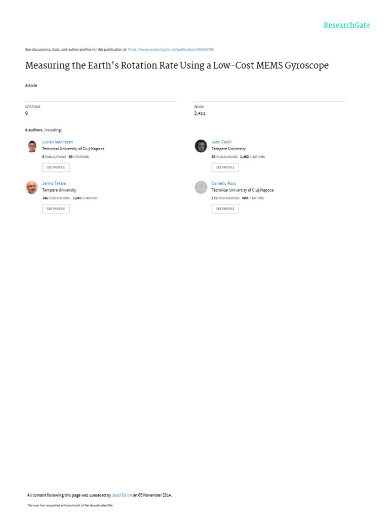 Measuring the Earth's Rotation Rate Using a Low-Cost MEMS Gyroscope ...