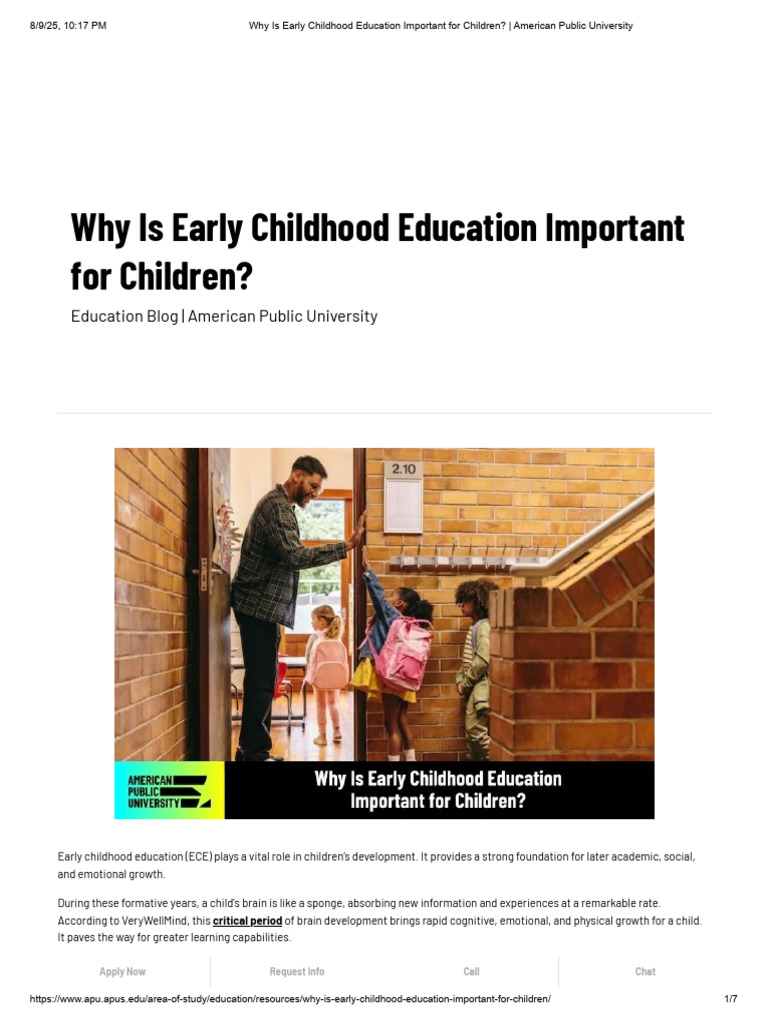 Importance of Early Childhood Education | PDF | Early Childhood ...