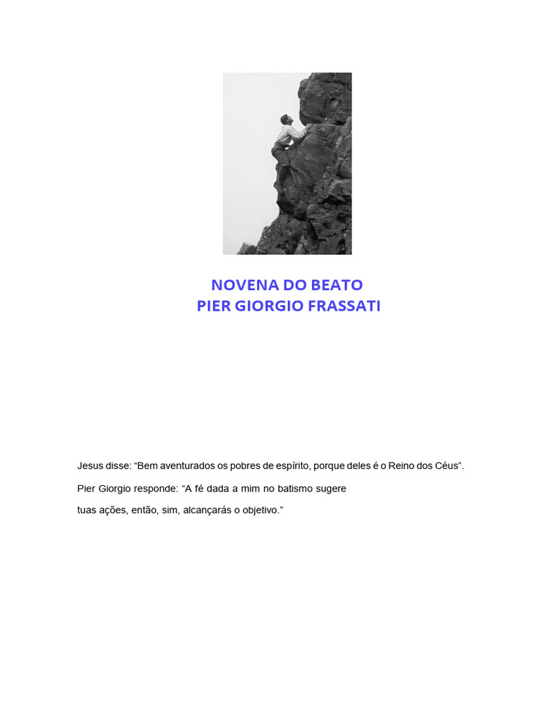 Novena do Beato Pier Giorgio Frassati | PDF | Misericórdia | Oração