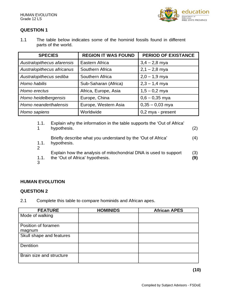 9-Gr 12 HUMAN EVOLUTION 1591719334 | PDF | Homo | Human Evolution