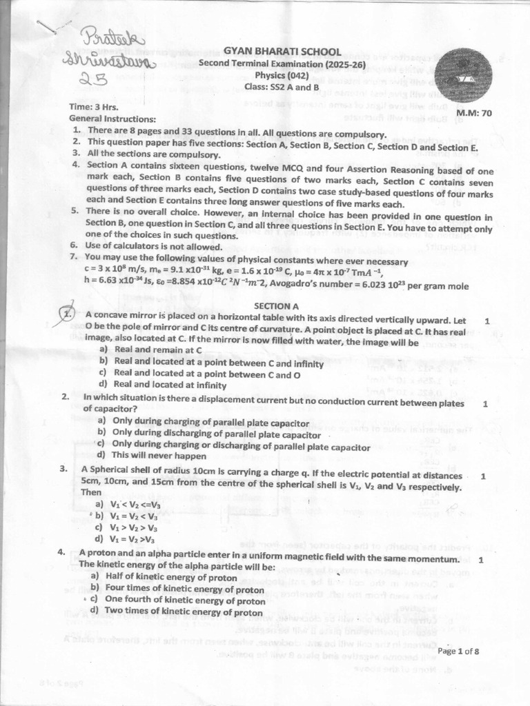 PHY Second Term Gyan Bharti Class XII (2025-26) | PDF