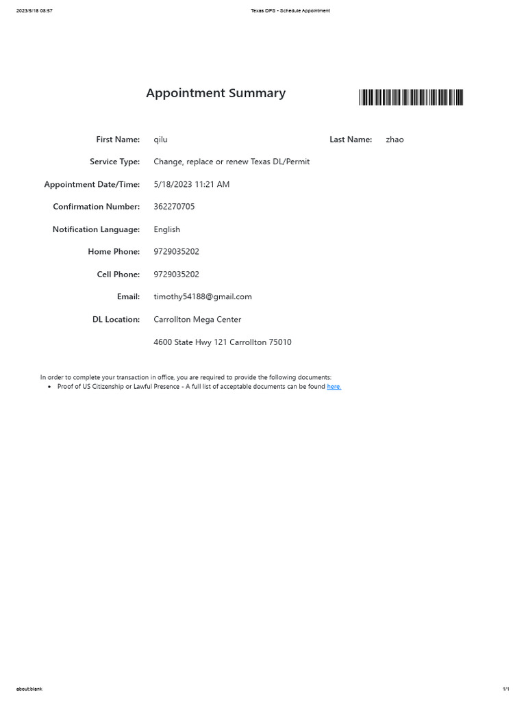 Texas DPS - Schedule Appointment | PDF