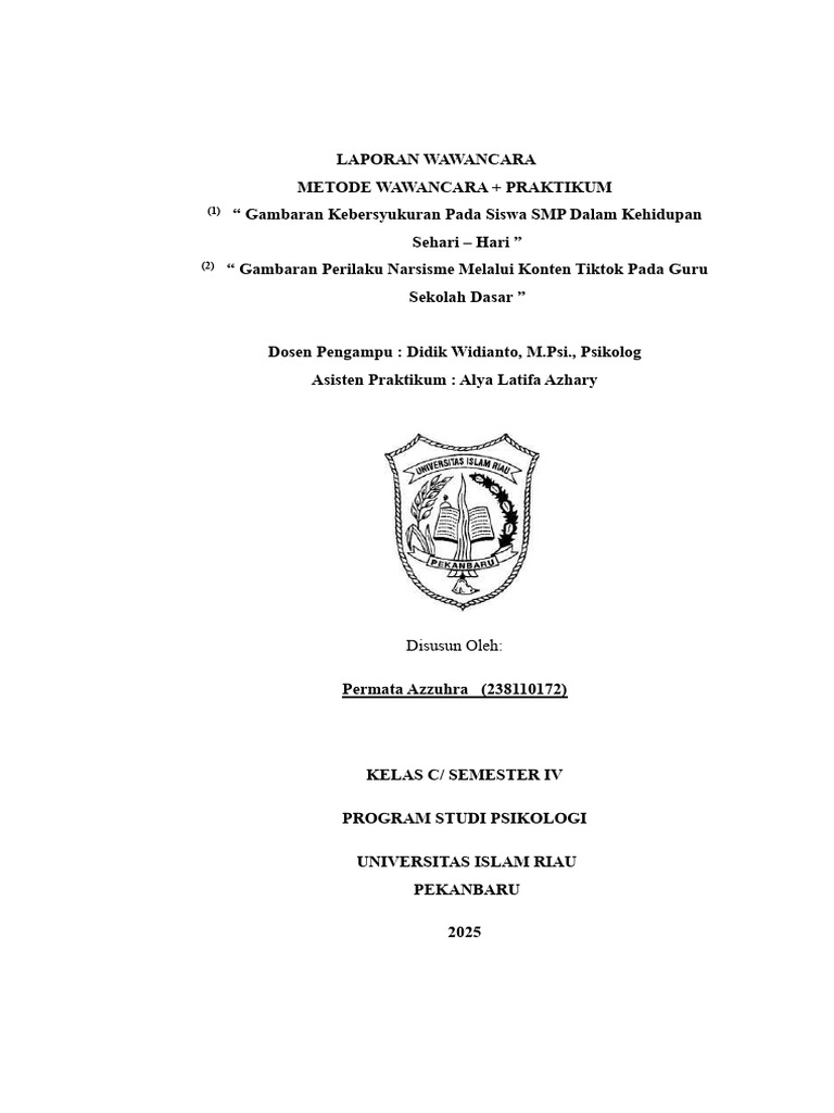 Laporan Prak Wawancara | PDF