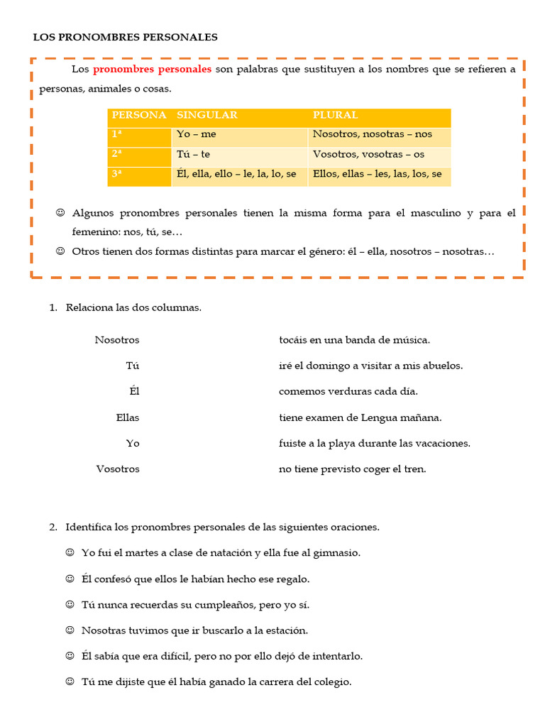 Pronombres personales en español | PDF | Pronombre