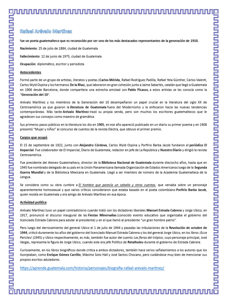 Biografías de Arévalo y Galich en Guatemala | PDF