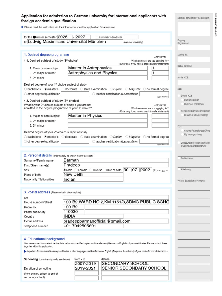 Application Admission International Applicants 2 | PDF