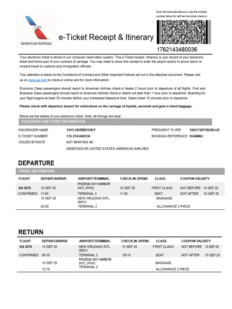 Taylor Breesey Flight Ticket | PDF | Transport | Civil Aviation