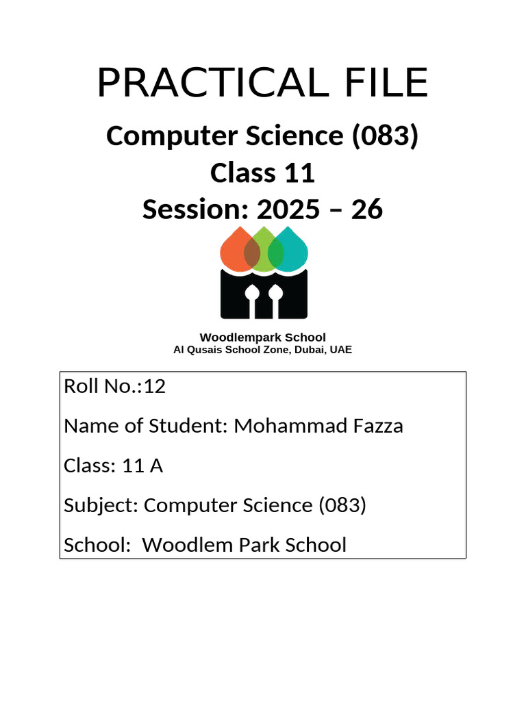 Cs Practical File 2025 26 | PDF | Fahrenheit | Data Type