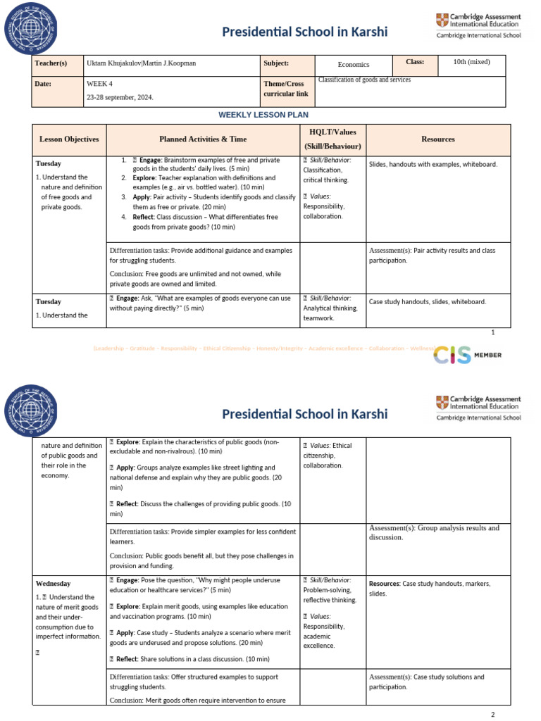 Week 4 Lesson Plan | PDF | Leadership | Critical Thinking