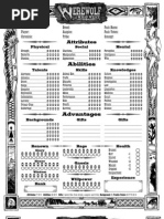 WOD - Werewolf - The Apocalypse - Character Sheet - 2nd Edition | PDF