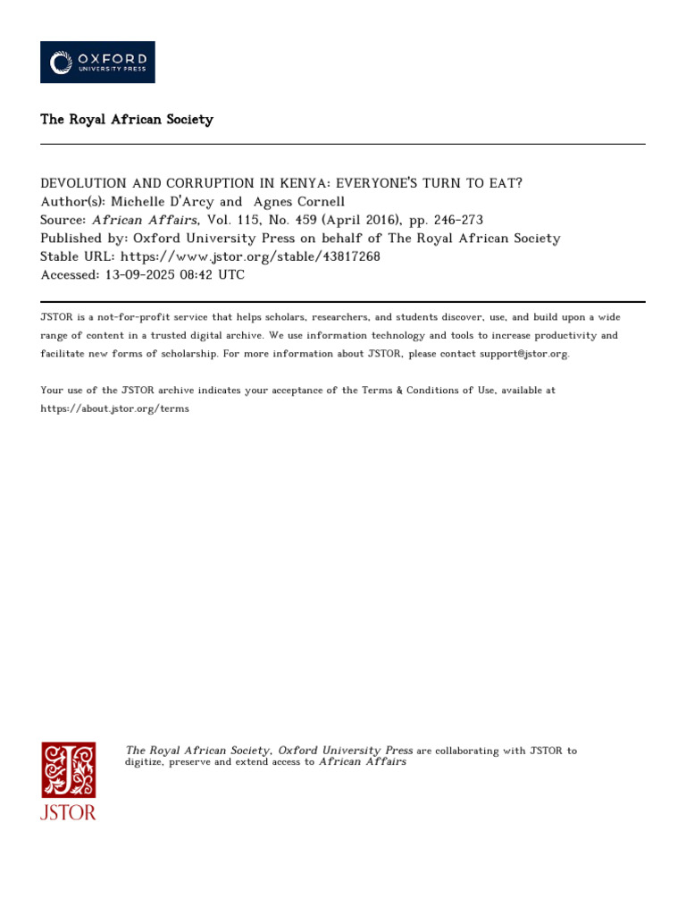 Devolution and Corruption in Kenya | PDF | Kenya | Decentralization