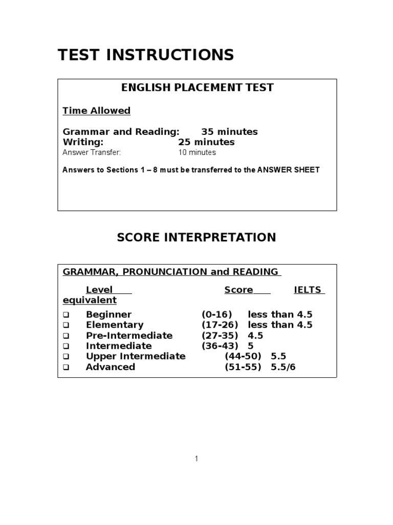 English Placement Test | PDF | Linguistics | Semiotics