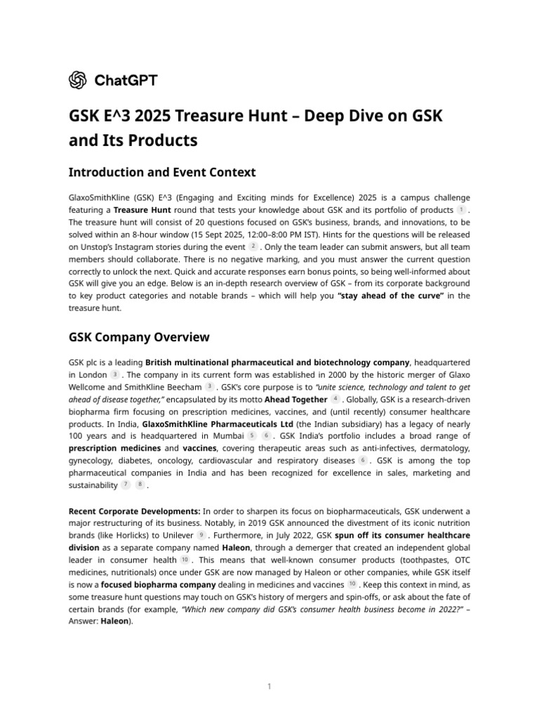 GSK E^3 2025: Product Knowledge Challenge | PDF | Vaccines | Topical ...